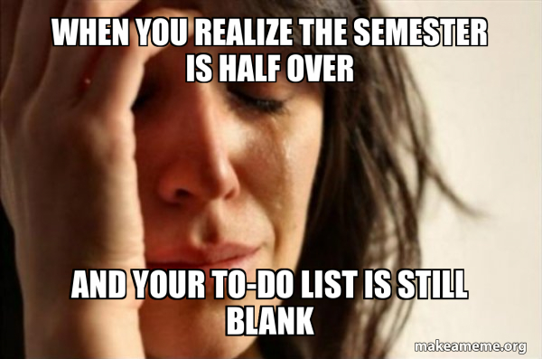 When you realize the semester is half over And your to-do list is still ...