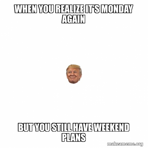 When you realize it’s Monday again But you still have weekend plans ...