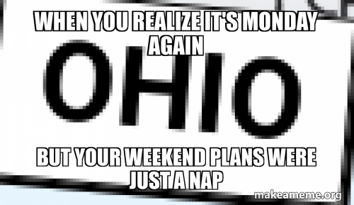 When you realize it's Monday again But your weekend plans were just a ...