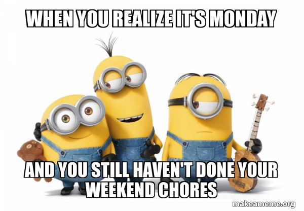 When you realize it's Monday And you still haven't done your weekend ...