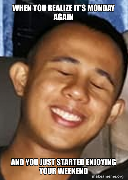 When you realize it's Monday again And you just started enjoying your ...