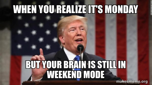 When you realize it's Monday But your brain is still in weekend mode ...