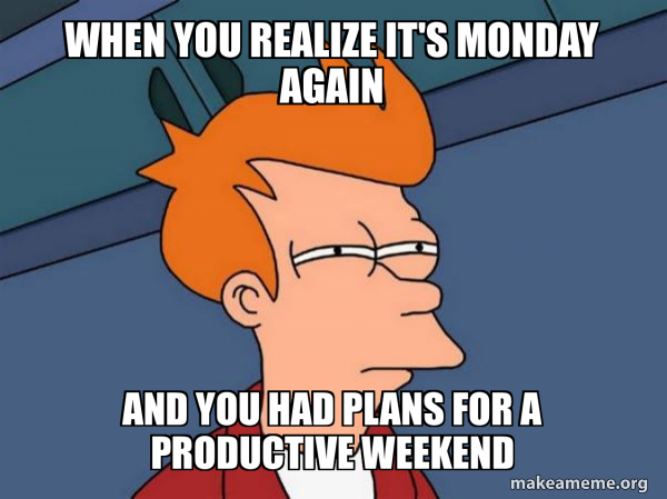 When you realize it's Monday again And you had plans for a productive ...