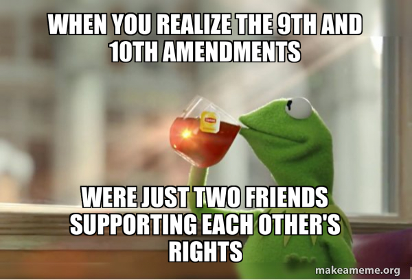 When you realize the 9th and 10th Amendments Were just two friends ...