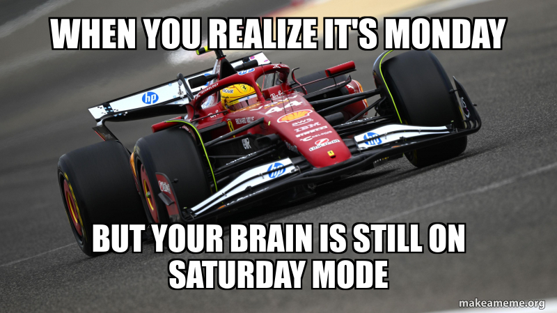 When you realize it's Monday But your brain is still on Saturday mode ...