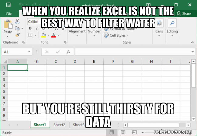 When you realize Excel is not the best way to filter water But you're ...