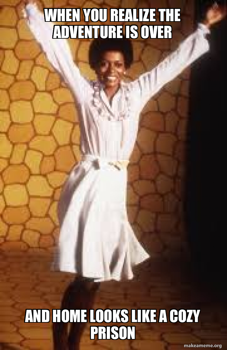 When you realize the adventure is over And home looks like a cozy ...