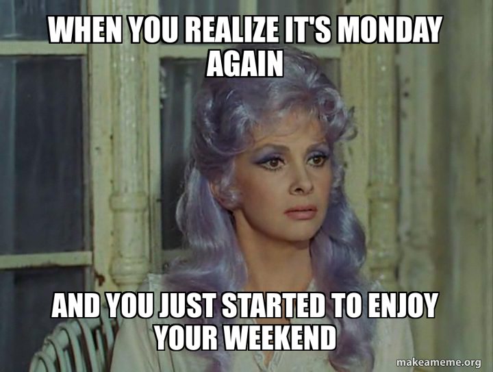 When you realize it's Monday again And you just started to enjoy your ...