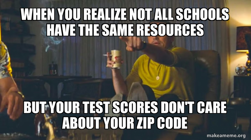When you realize not all schools have the same resources But your test ...