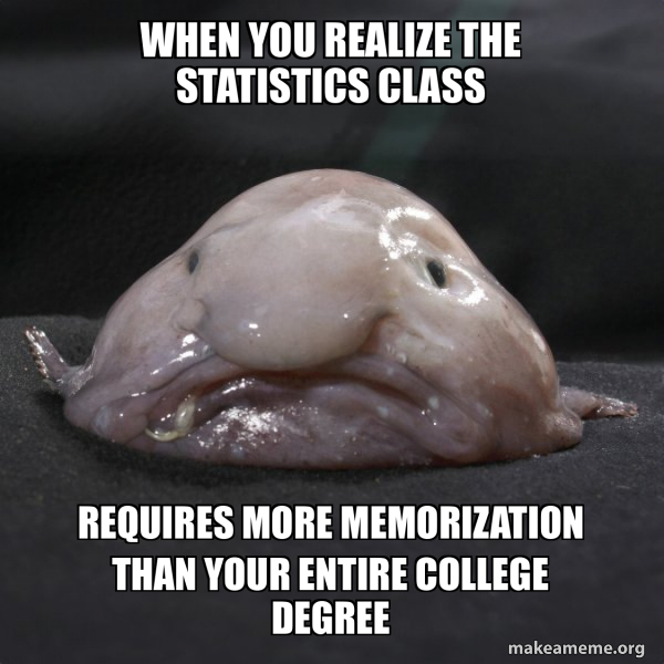 When you realize the statistics class Requires more memorization than ...