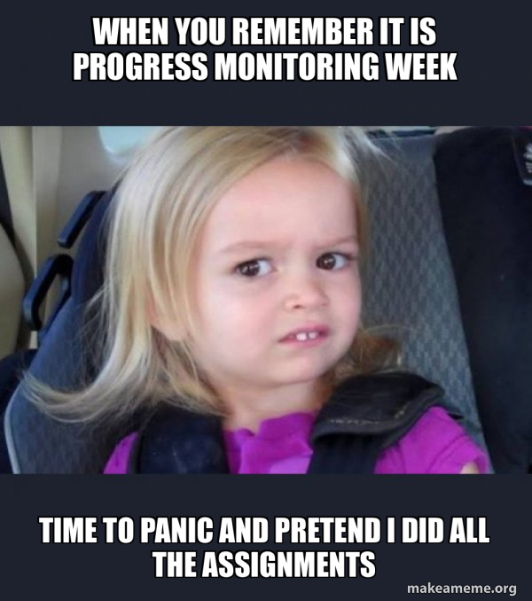 When you remember it is Progress Monitoring Week Time to panic and ...