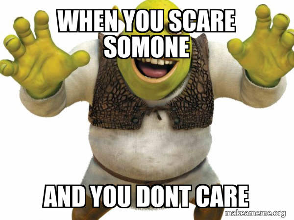 when you scare somone and you dont care - Shrek Meme Generator