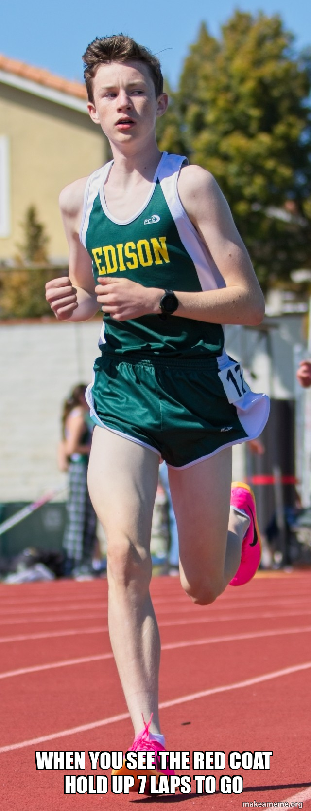 WHEN YOU SEE THE RED COat hold up 7 laps to go Meme Generator