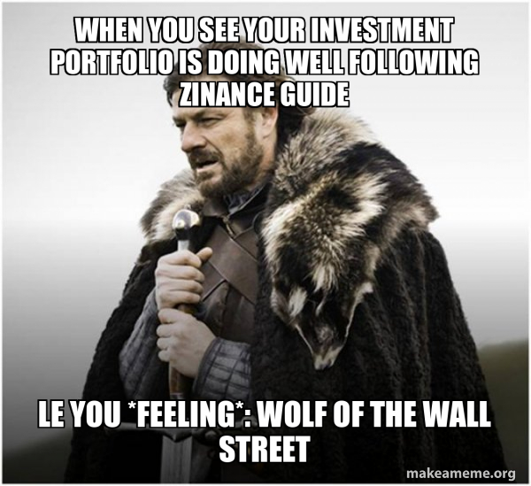 When you see your investment portfolio is doing well following Zinance ...