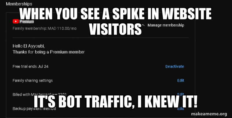 When you see a spike in website visitors It's bot traffic, I knew it ...