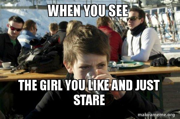 When you see the girl you like and just stare - Lazy Elementary School ...