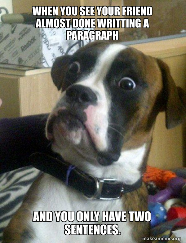 When you see your friend almost done writting a paragraph And you only ...