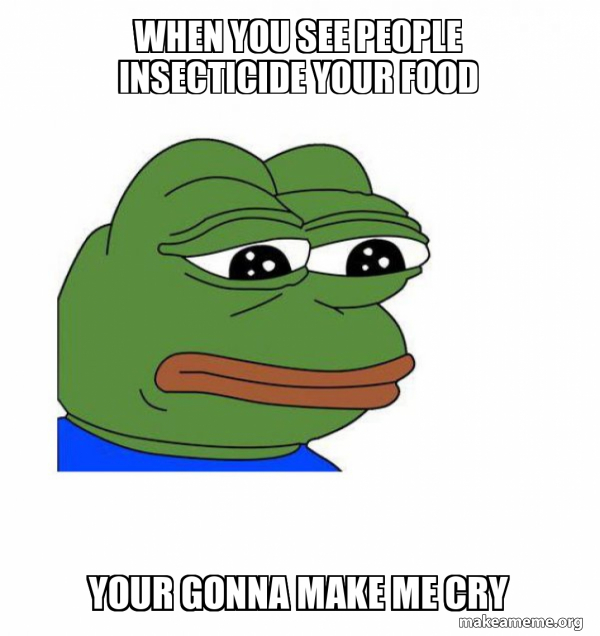 When you see people insecticide your food Your gonna make me cry ...
