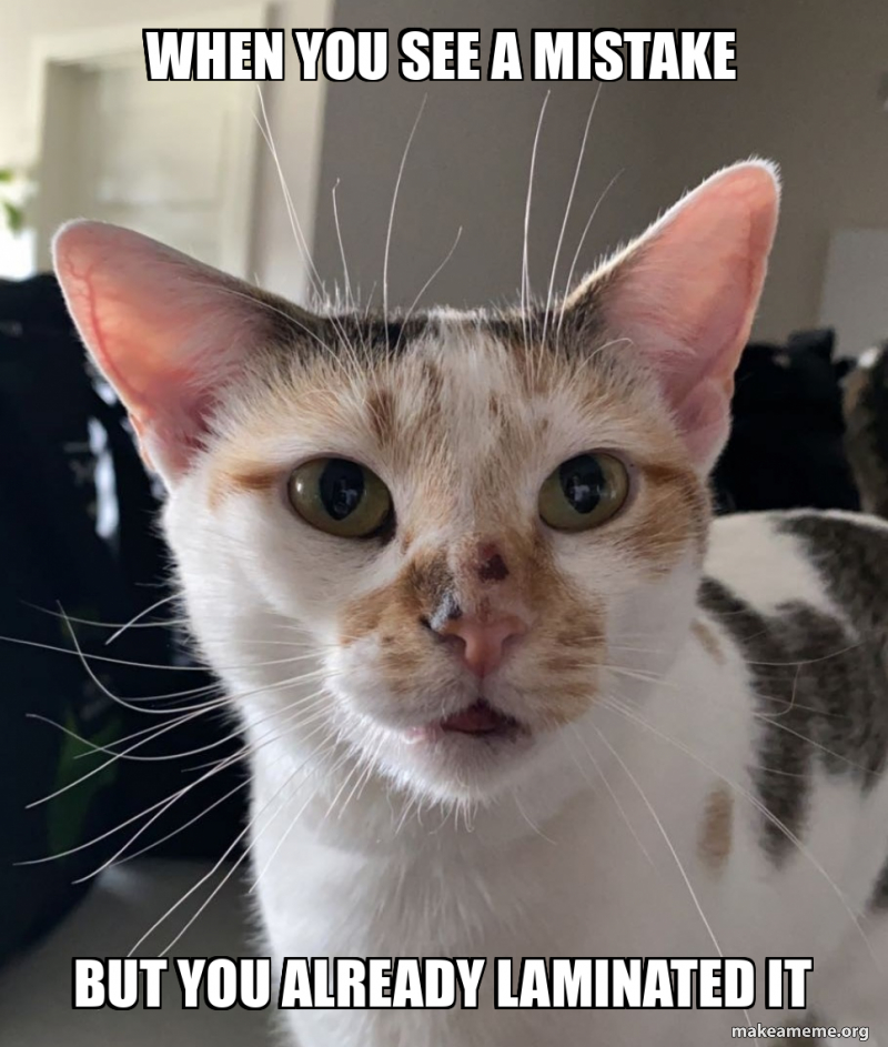 When you see a mistake but you already laminated it Meme Generator