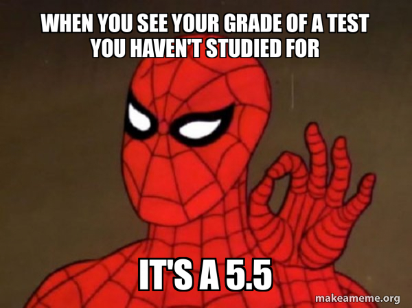 when you see your grade of a test you haven't studied for it's a 5.5 ...