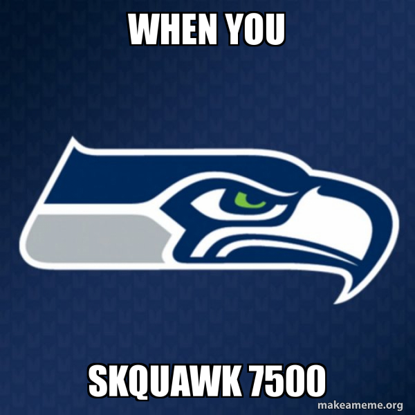 when you skquawk 7500 - Seattle Seahawks | Make a Meme