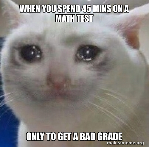 when you spend 45 mins on a math test only to get a bad grade Meme ...