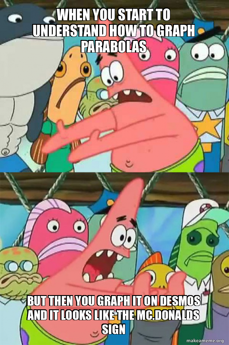 When you start to understand how to graph parabolas But then you graph ...