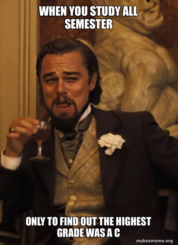 When you study all semester Only to find out the highest grade was a C ...