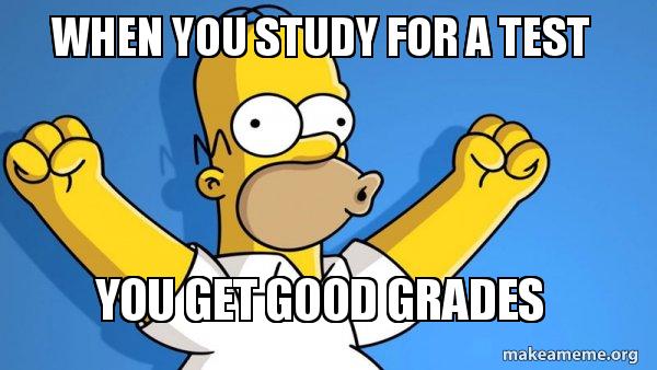 when you study for a test you get good grades - Happy Homer Meme Generator