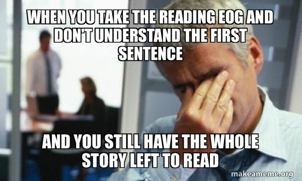 When you take the Reading EOG and don't understand the first sentence ...