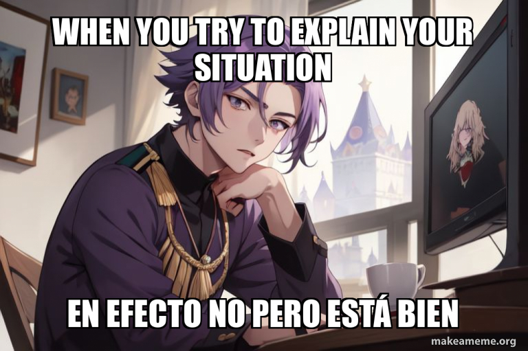 When you try to explain your situation En efecto no pero está bien Meme ...