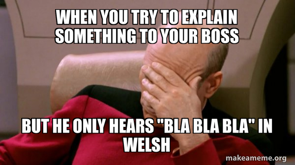 When you try to explain something to your boss But he only hears "Bla ...