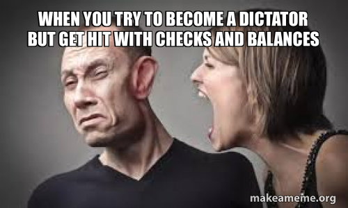 When you try to become a dictator but get hit with checks and balances ...