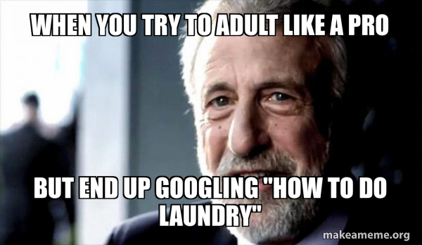 When you try to adult like a pro But end up Googling "how to do laundry ...