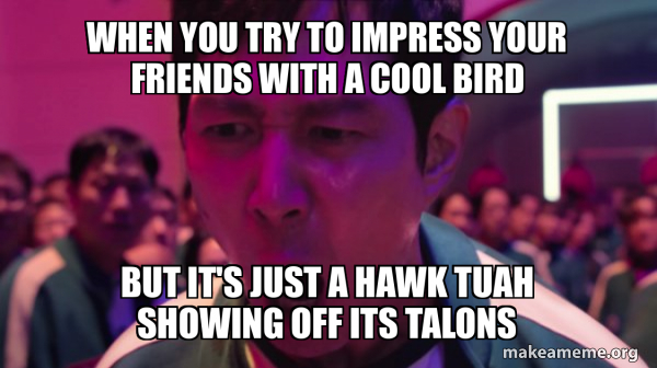 When you try to impress your friends with a cool bird But it's just a ...