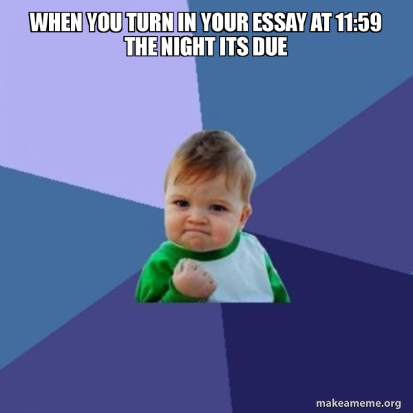 When you turn in your essay at 11:59 the night its due - Success Kid ...