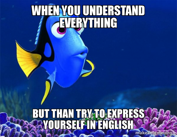 when you understand everything but than try to express yourself in ...