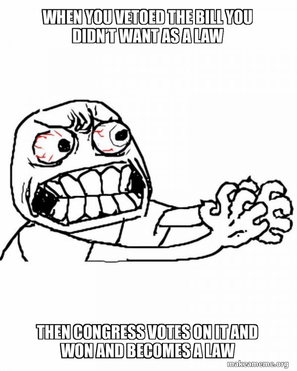 When you vetoed the bill you didn’t want as a law Then Congress votes ...