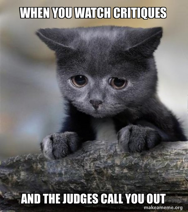 when you watch critiques and the judges call you out - Confession Cat ...