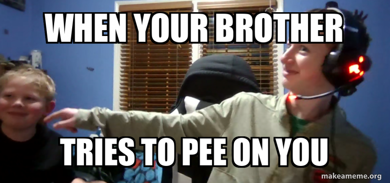 WHEN YOUR BROTHER TRIES TO PEE ON YOU Meme Generator