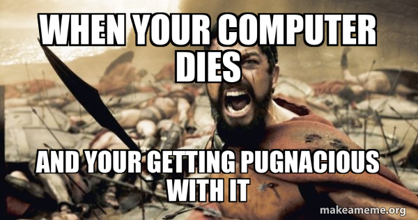 when your computer dies and your getting Pugnacious with it - The 300 ...
