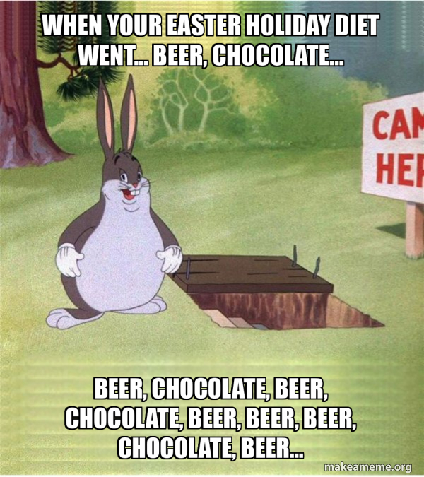 When your Easter holiday diet went... beer, chocolate... beer ...