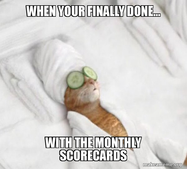 When your finally done... with the Monthly Scorecards - Pampered Cat ...