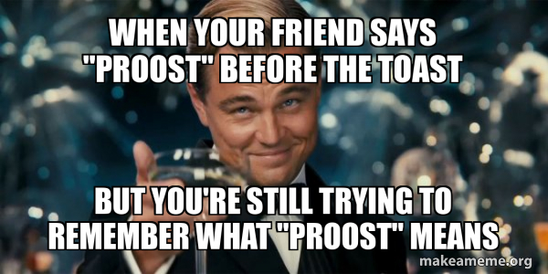 When your friend says "Proost" before the toast But you're still trying ...