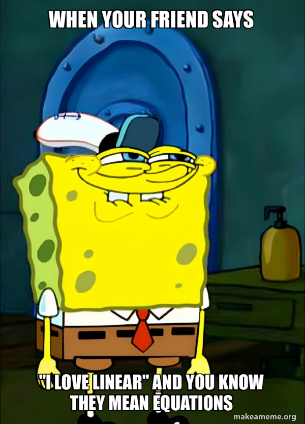 When your friend says "I love linear" and you know they mean equations ...