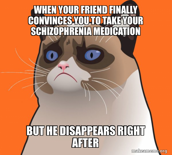 when your friend finally convinces you to take your schizophrenia ...