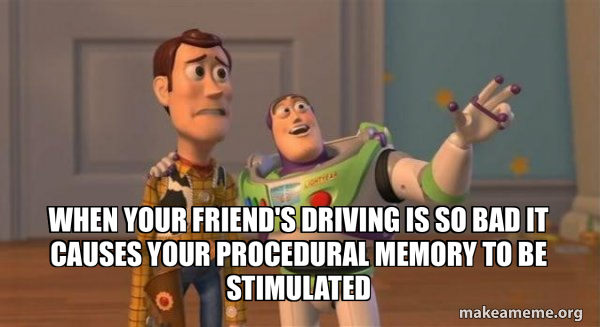 When your friend's driving is so bad it causes your procedural memory ...