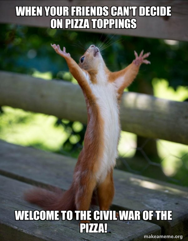 When your friends can't decide on pizza toppings Welcome to the Civil ...