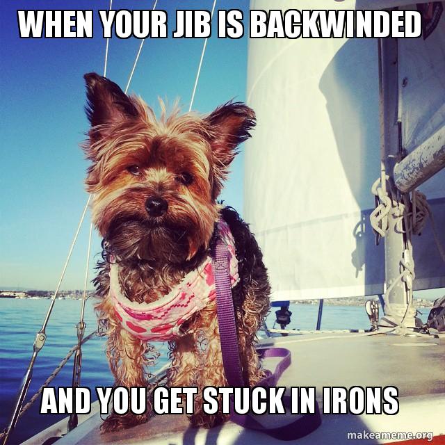 When your jib is backwinded and you get stuck in irons - Maybe almost ...