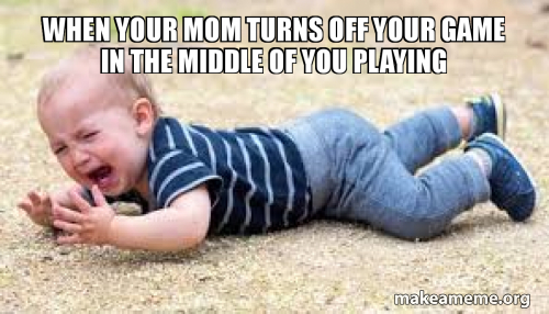 When your mom turns off your game in the middle of you playing Meme ...